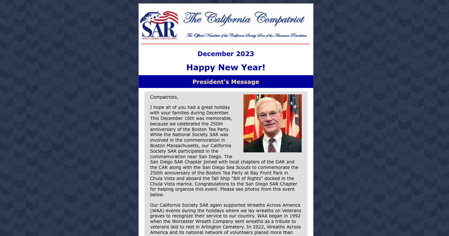 January 2024 California Compatriot – California SAR