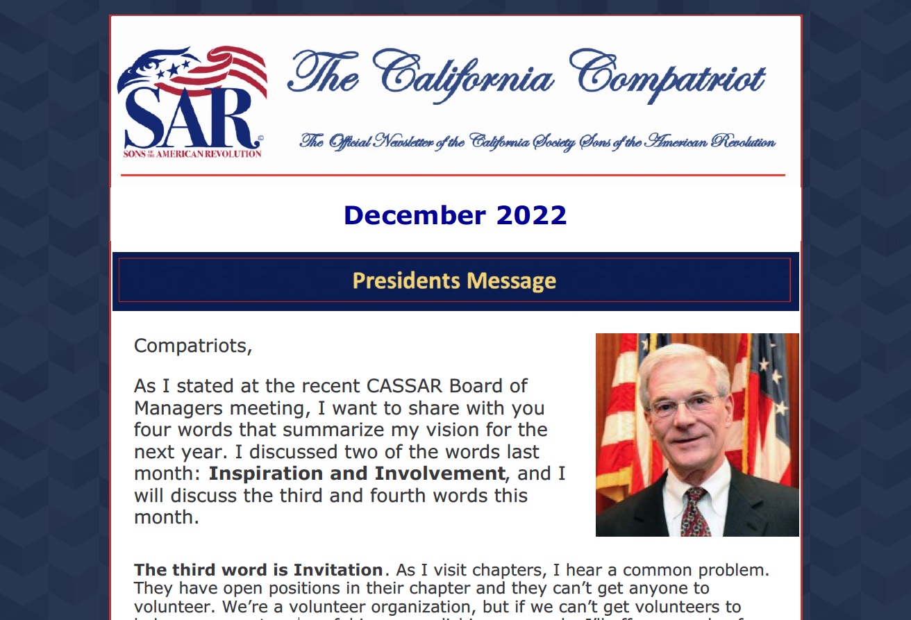 December 2022 California Compatriot – California SAR