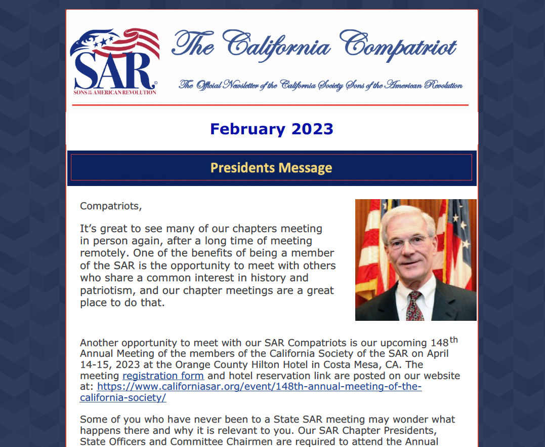 February 2023 California Compatriot – California SAR