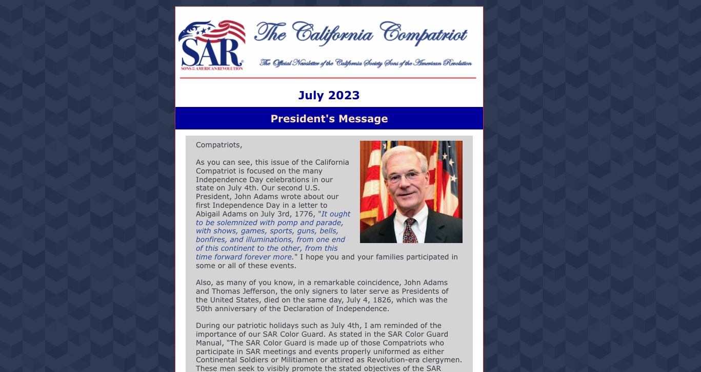 July 2023 California Compatriot – California SAR