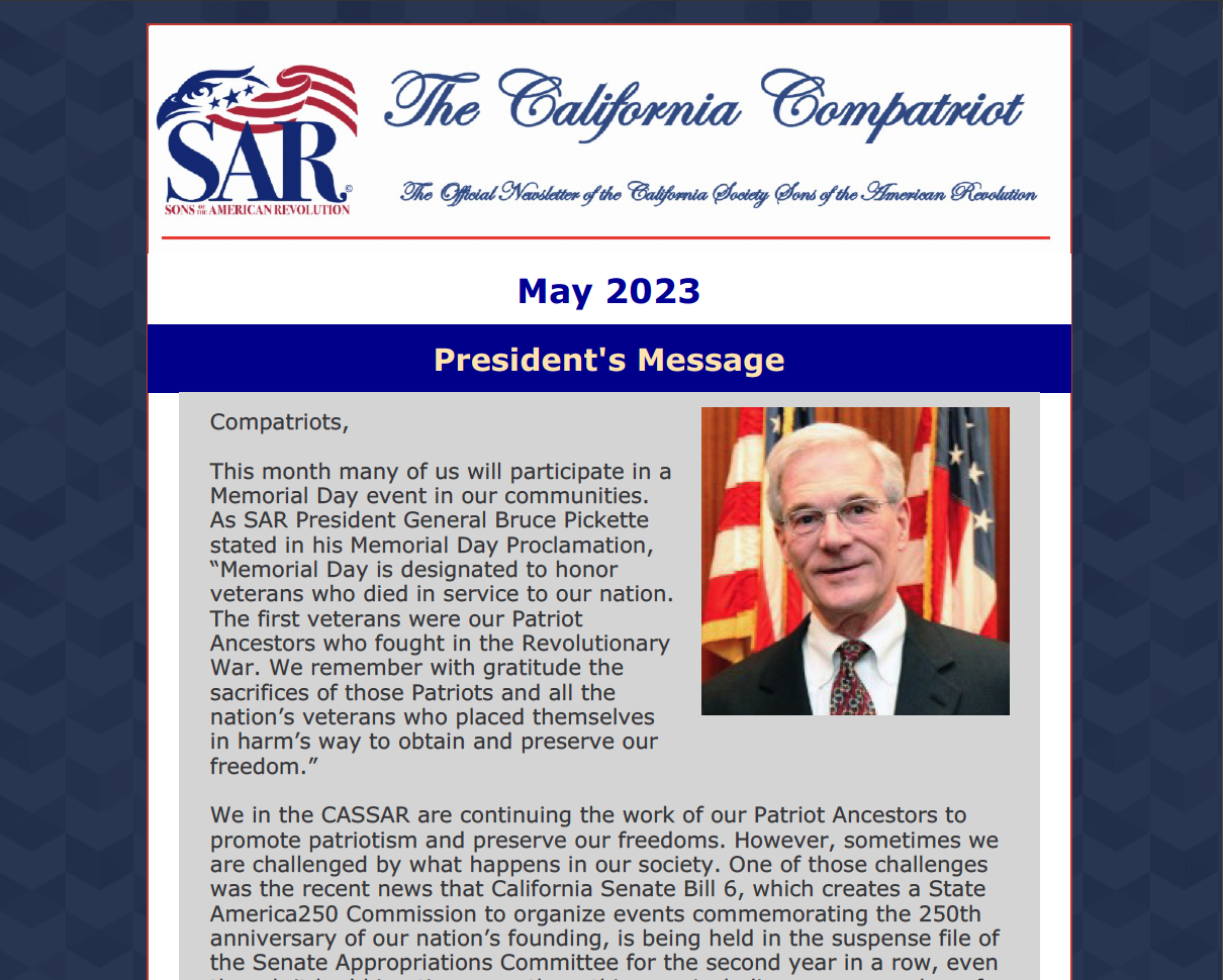 May 2023 California Compatriot – California SAR