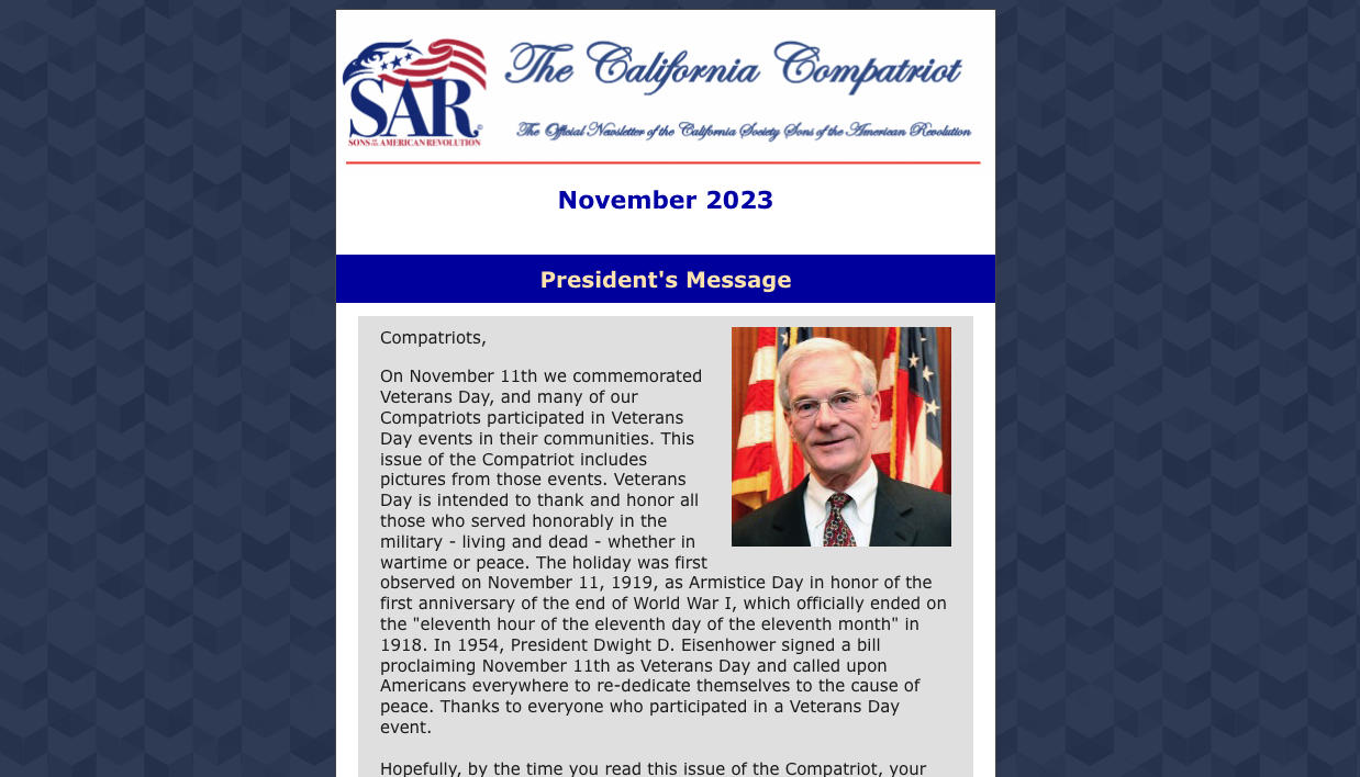 November 2023 California Compatriot – California SAR