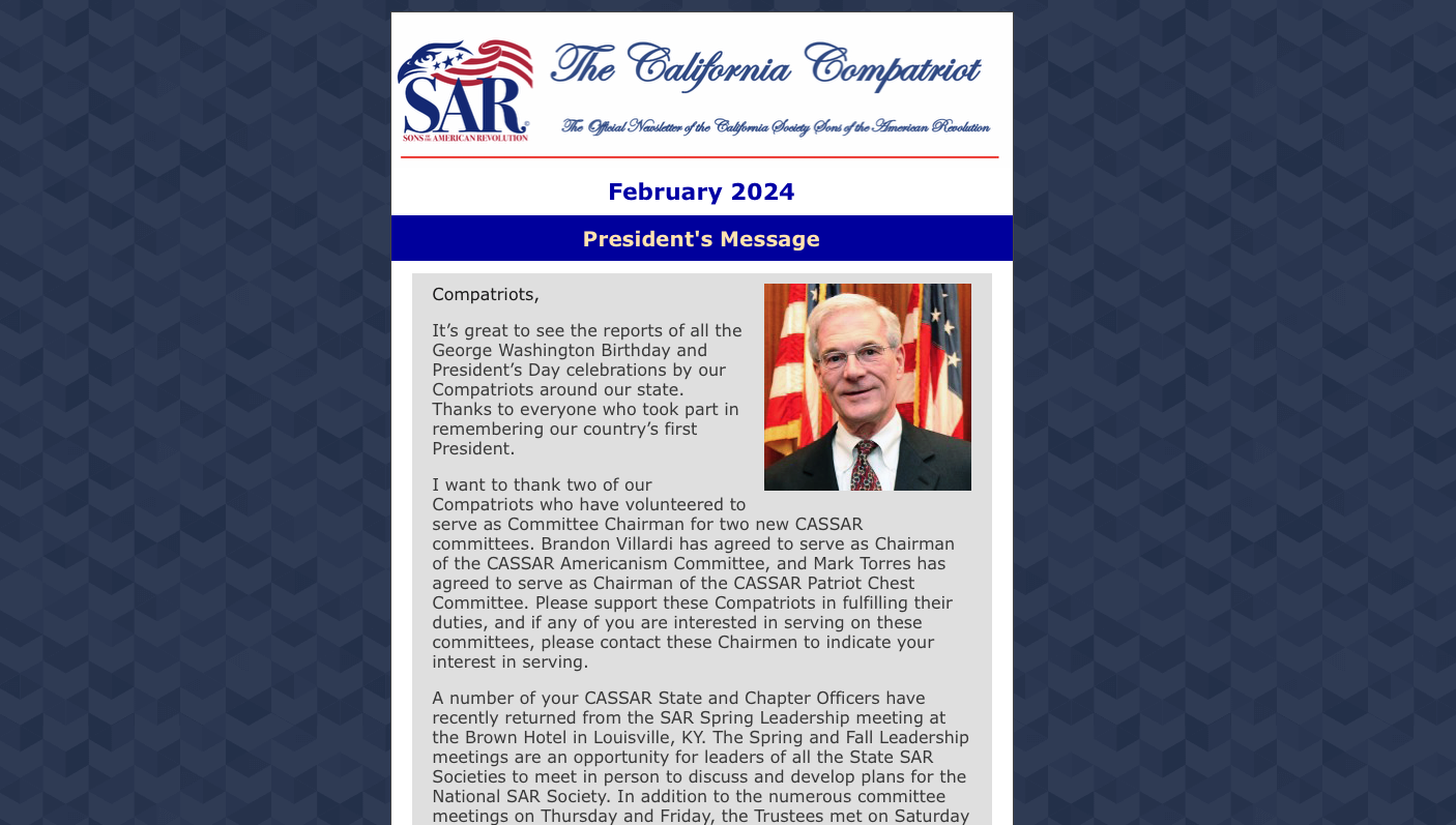 February 2024 California Compatriot – California SAR