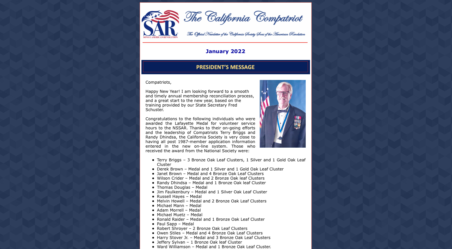 January 2022 California Compatriot – California SAR
