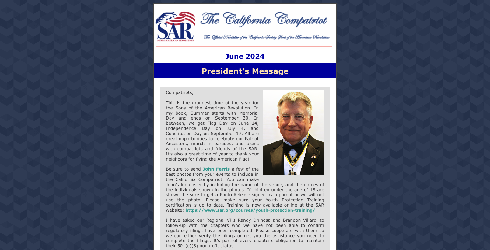 June 2024 California Compatriot – California SAR
